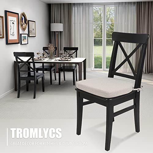 Tromlycs Chair Pads for Dining Chairs Cushions Kitchen 4 Pack Room Seat Indoor U Shaped Non Slip with Ties Set 16x17 Inch Farmhouse Light Linen