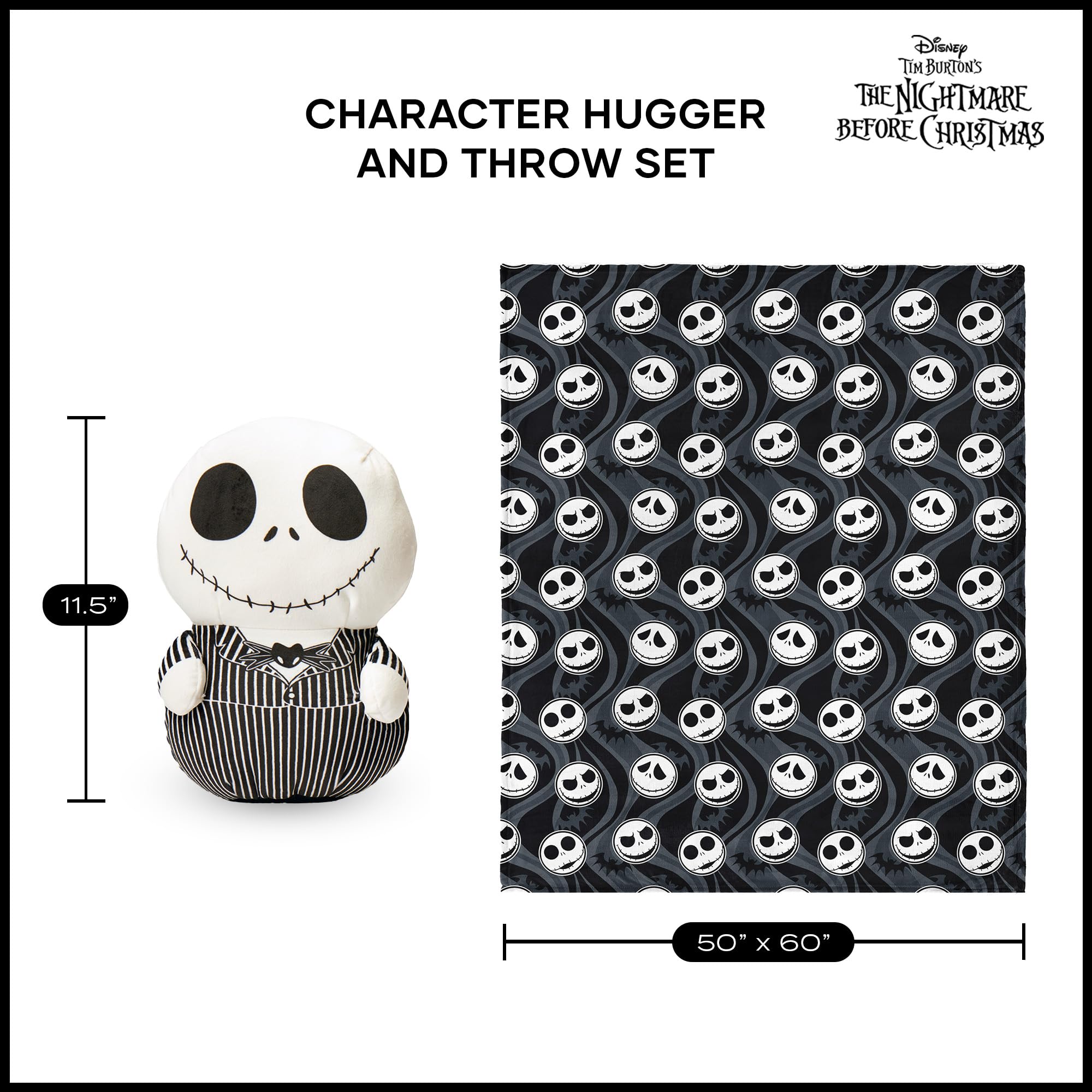 Disney The Nightmare Before Christmas, Swirly Nightmare, Silk Touch Throw and Hugger Set, 50 x 60 Inches