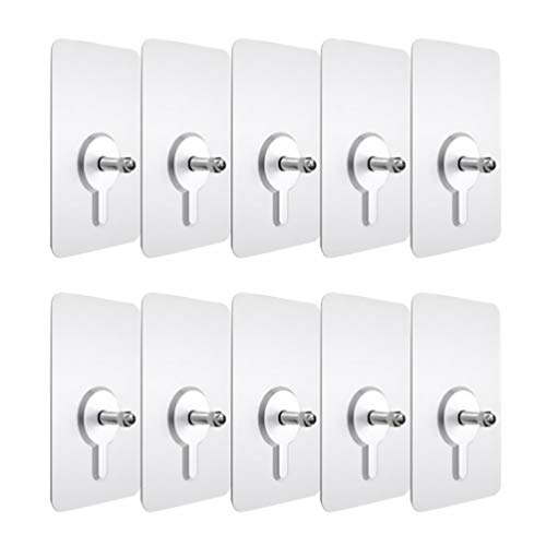 DOITOOL Self Adhesive Nails Wall Mount Non-Trace Screw Hook Stickers，10 Pcs Screw Free Stickers for Hanging Bathroom Kitchen Shower Room （16mm）