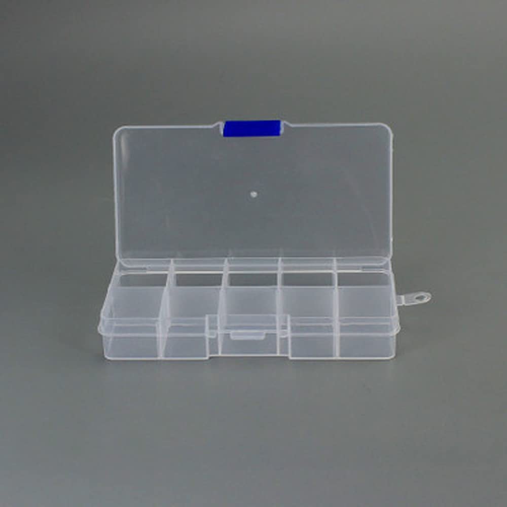 Clear Plastic Fishing Tackle Box, Fishing Lure Bait Hooks Storage Box Case Container Organizer with Adjustable Dividers(Orange White Buckle)