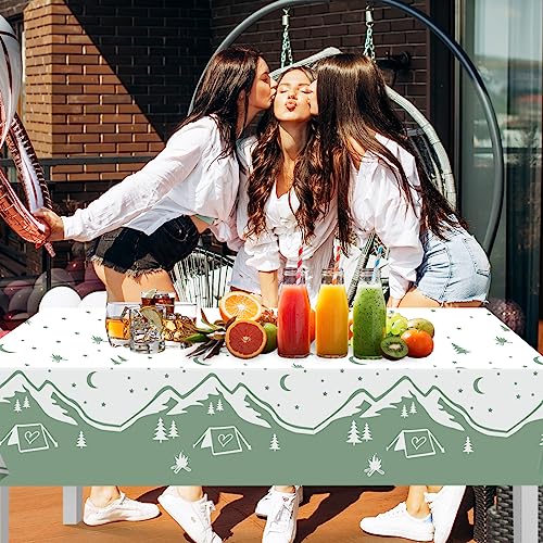 ssailue decor 3pcs Camp Bachelorette Party Disposable Tablecloth,Mountain Camp Bachelorette,Weekend in The Woods for Girls Bridal Shower Wedding Engagement Party Decorations