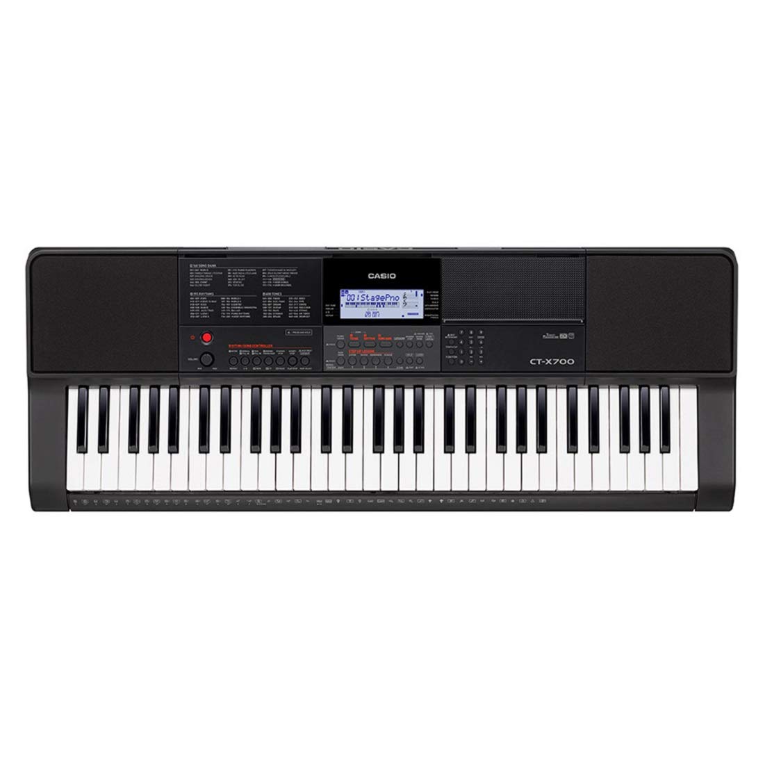 Casio CT-X700 61-Key Portable Keyboard & RockJam Xfinity Heavy-Duty, Double-X, Pre-Assembled, Infinitely Adjustable Piano Keyboard Stand with Locking Straps