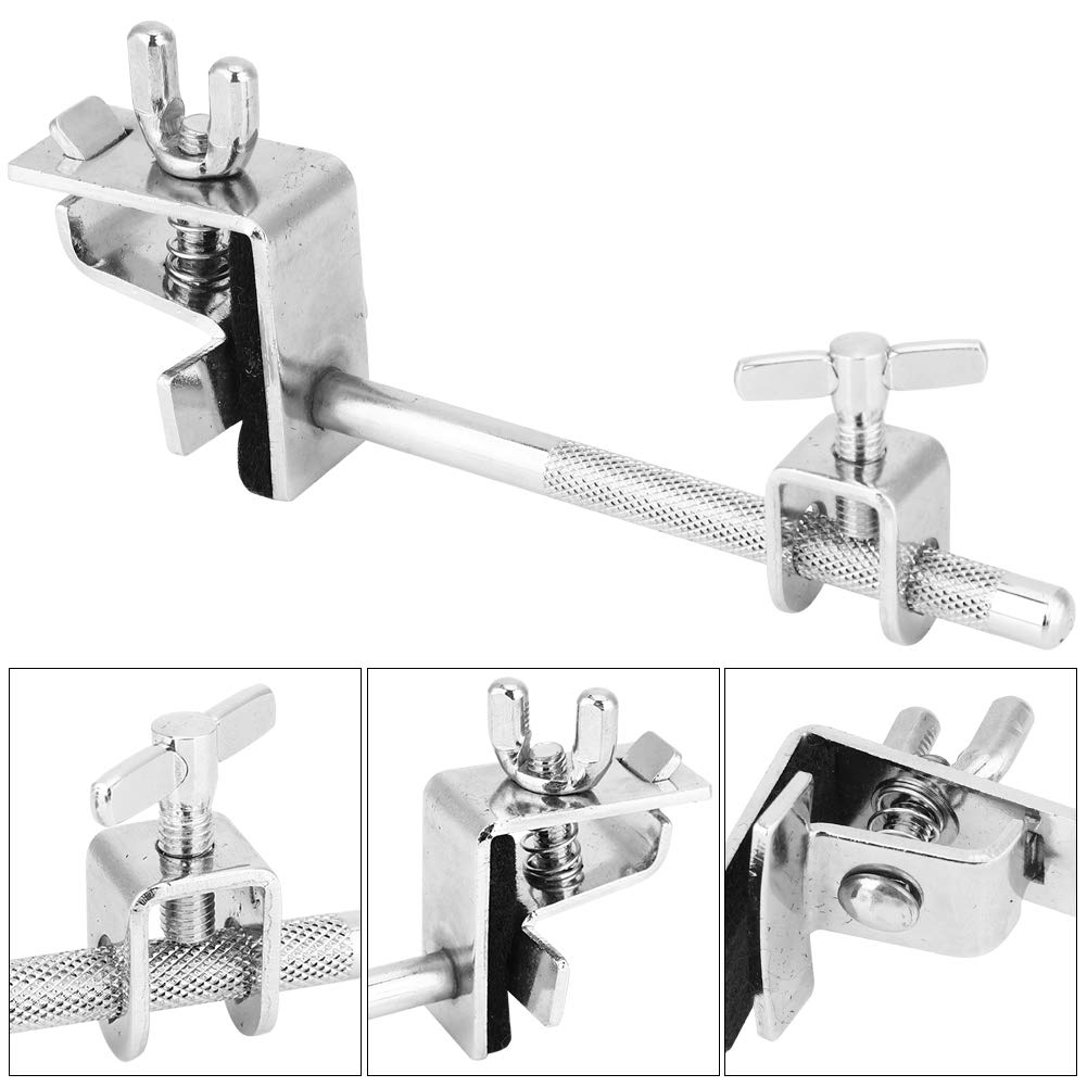 Cowbell Clamp Mount, Bass Drum Hoop Mount Holder with Clamping Jaws and Height Adjustable Percussion Accessory Jazz Kit Up or Down Adjustment Accessories Mounting Bracket for Jam Blocks Tambourine