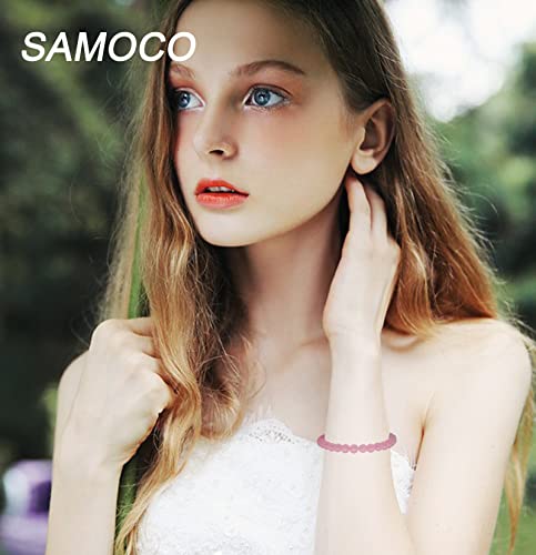 SAMOCO 24Pcs 6mm Beaded Stretch Bracelet Handmade Round Glass Bracelet for Women Multicolor Matte Beads Elastic Bracelet