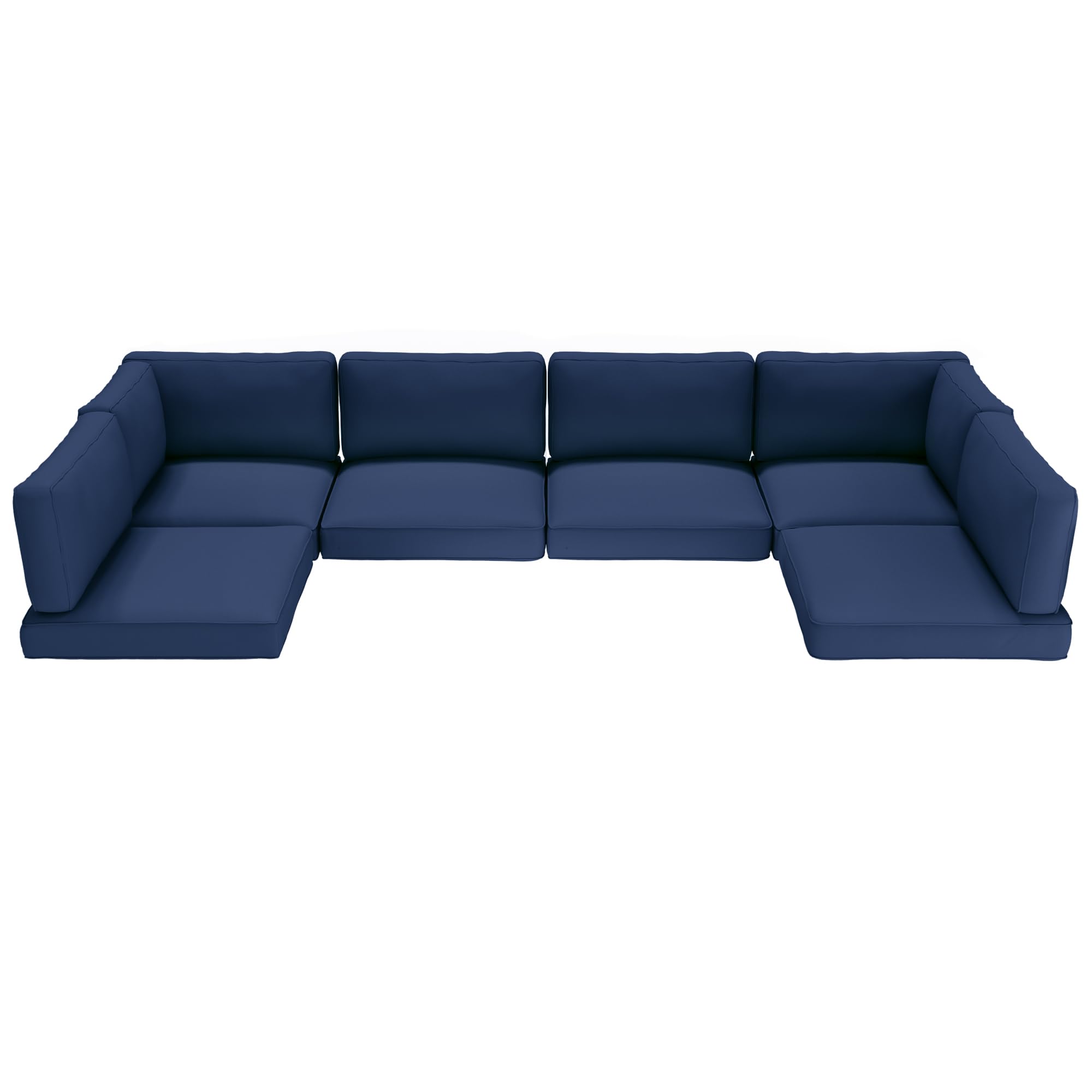 Crownland 14-Piece Outdoor Furniture Replacement Cushions, Water-Resistant Sofa Cushions for 6-Seat Rattan Wicker Sectional Patio Conversation Sets(Dark Blue)