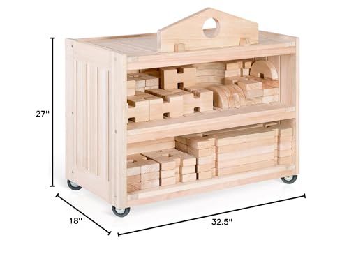 Guidecraft Notch Blocks Storage Cart: Kids Toys, Books Storage & Organizer with Casters, Preschool and Playroom Furniture