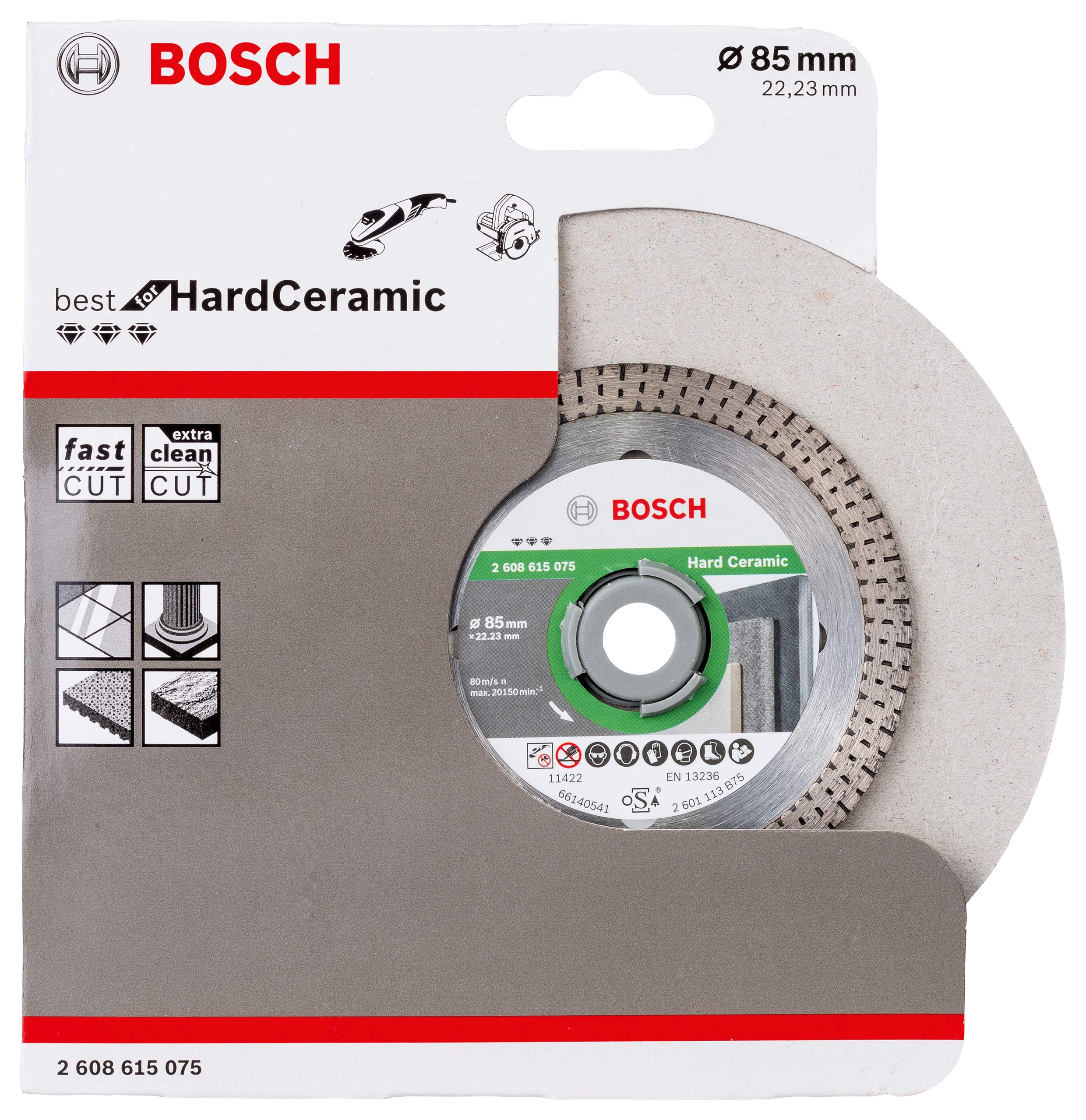 Bosch 2 608 615 075 85 mm 1pc (S) Circular Saw Blade β TCT Circular Saw Blades Ceramic Dura, 8.5 cm, 2.22 cm, 1.4 mm, Bosch, 1 pc (S))