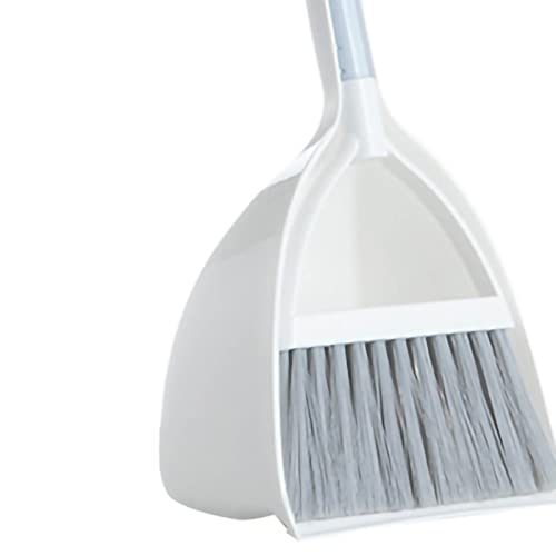 FLUSTDER Kids Dustpan Set Soft Fur Plastic Small Broom Dustpan for Baby Kids Toys Kindergarten (Grey White)