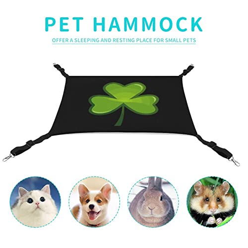 St Patricks Day Shamrock Pet Hammock Comfortable Adjustable Hanging Bed for Small Animals Dogs Cats Hamster