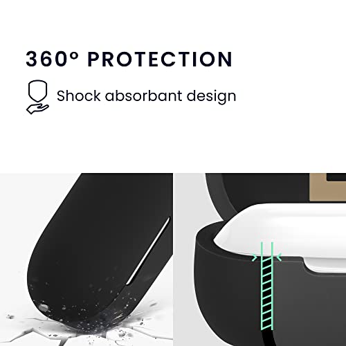 kwmobile Silicone Cover Compatible with OnePlus Buds Z2 - Case Cover Stick-On Skin with Clip - Black