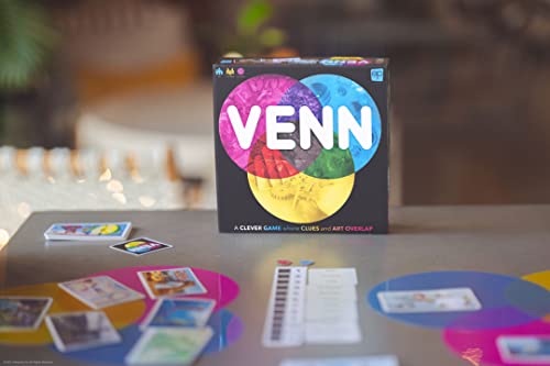Venn Board Game | Family Game for 2+ Players | Cooperative & Competitive Gameplay Variations | Creative Word Association Game Featuring Unique Gameplay & Custom Artwork | Ages 10+
