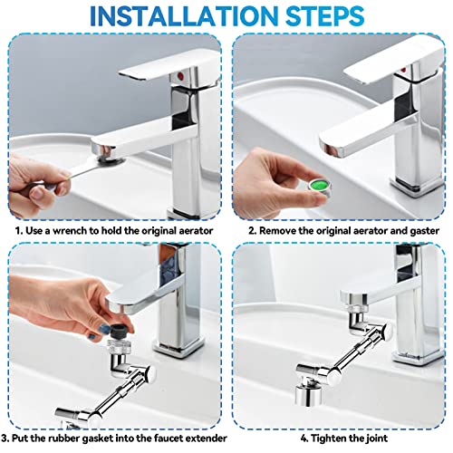 Faucet Extender, 1440 Rotating Faucet Extender for Bathroom Sink, Universal 1080 Degree Rotatable Faucet Aerator, Multifunctional Swivel Faucet Attachment With 2 Water Outlet Modes (Retractable)
