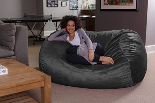 Sofa Sack - Plush Bean Bag Sofas with Super Soft Microsuede Cover - XL Memory Foam Stuffed Lounger Chairs For Kids, Adults, Couples - Jumbo Bean Bag Chair Furniture - Charcoal 6'