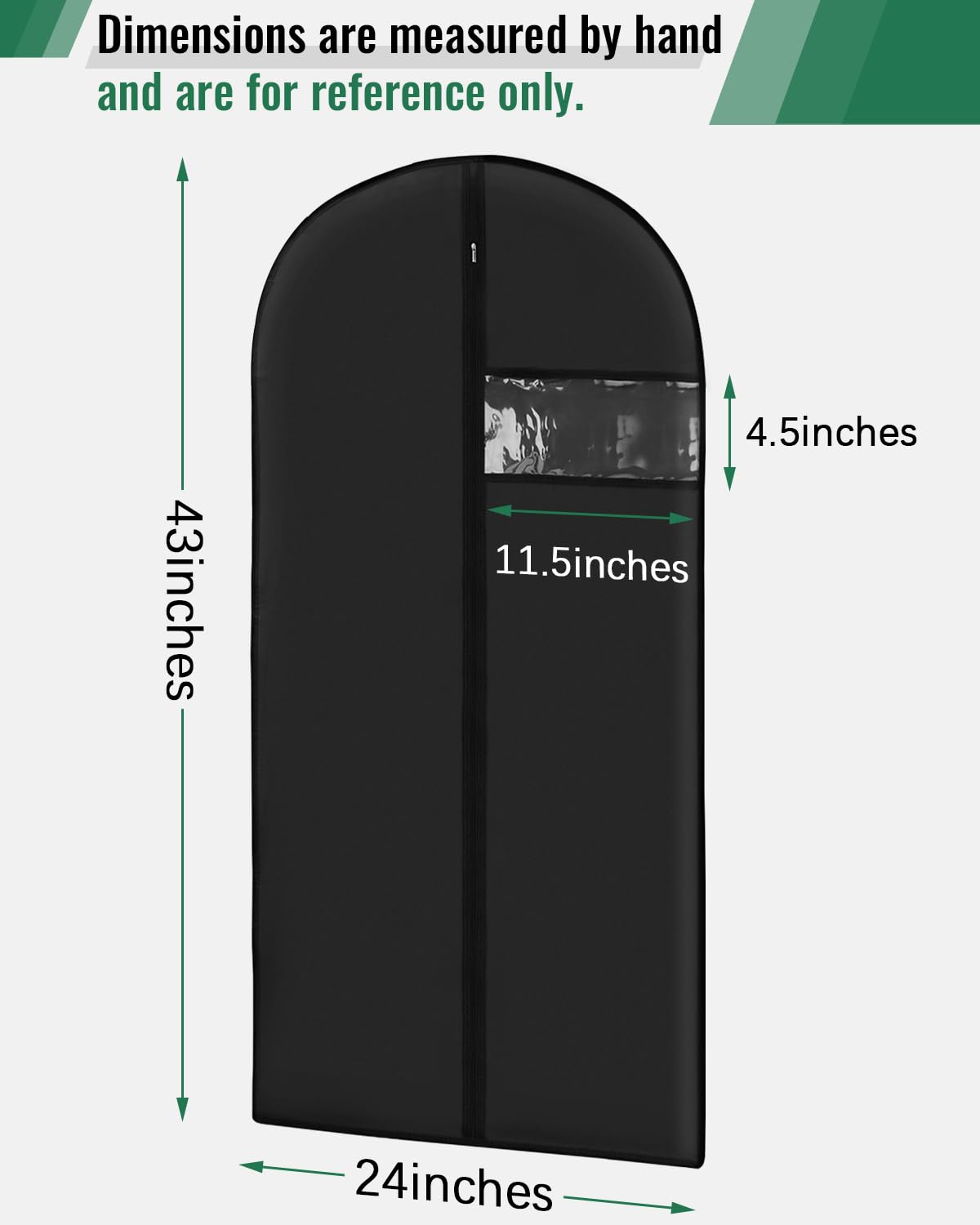 Garment Bags for Hanging Clothes (8 packs,43 inches) Washable Black Suit Bags for Closet Storage and Travel with Clear Window