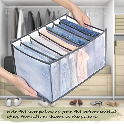 Drawer Organizers for Clothing Topcci Wardrobe Clothes Organizer, Washable Foldable Clothes Drawer Organizer Compartment Storage Box for Thin Jeans, Leggings, Underwear, Socks, T-Shirts (Gray,7 Grids)