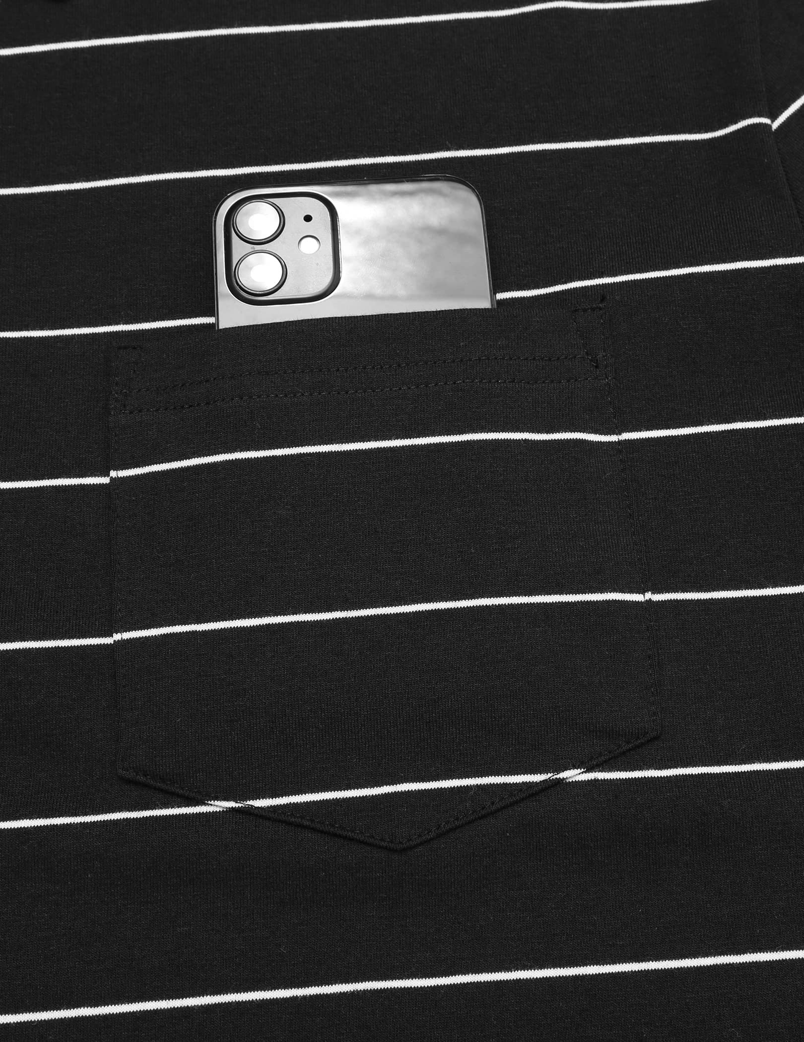 COOFANDY Men's Short Sleeve Polo Shirt Striped Golf Polo Shirts Regular Fit Golf Shirt with Pocket (Black, XX-Large)