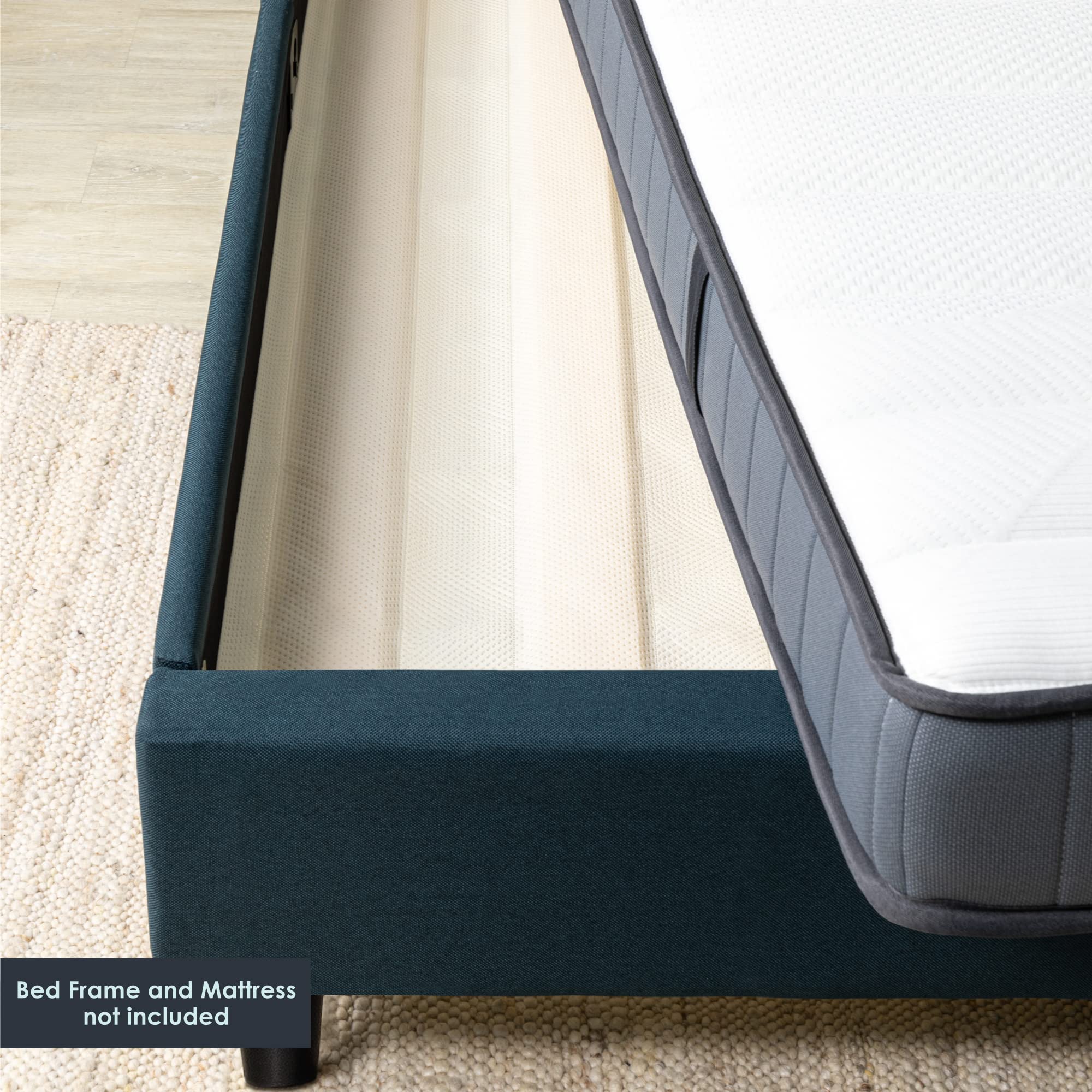 Mellow Fabric Covered Wood Slats, Bunkie Board Mattress Support, Box Spring or Bed Slat Replacement, Queen, Beige
