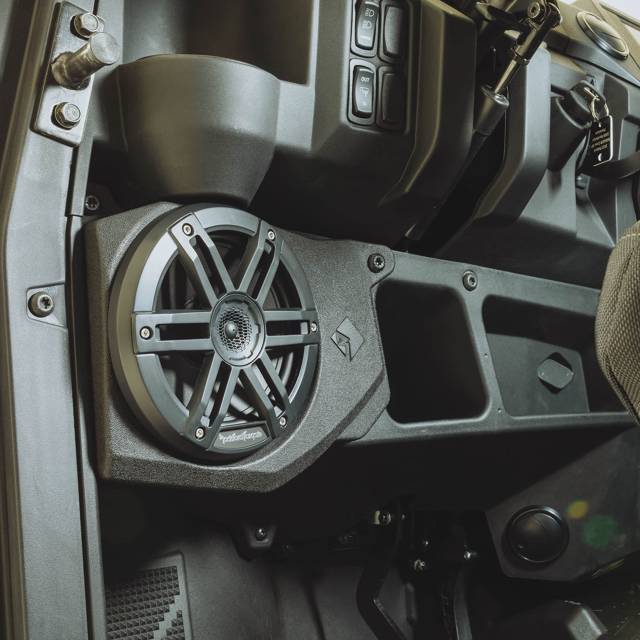 Rockford Fosgate RNGR18-STG2 Audio Kit: PMX-1 Receiver, M0 Series Front & Rear Speakers for Select Polaris Ranger Models (2018-2022)