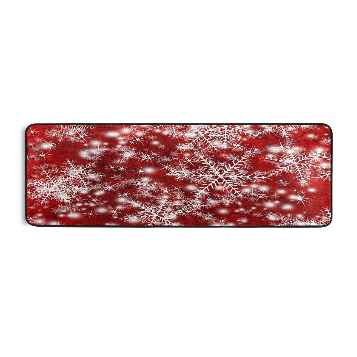 Christmas Runner Rug Snowflakes Red Bath Rug Kitchen Mat Doormat Large Runner Carpet 72" X 24"
