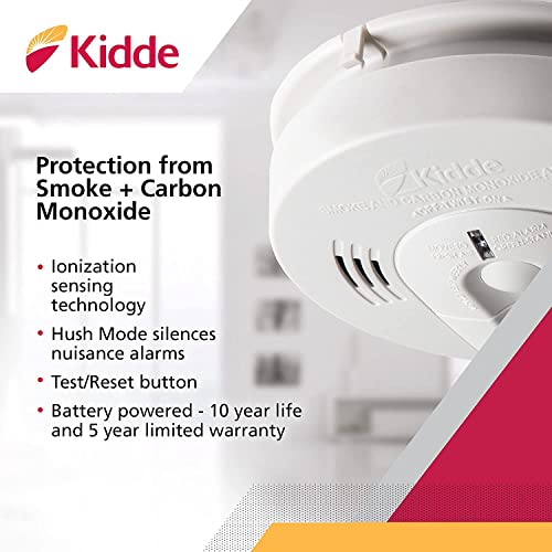 Kidde Smoke Detector with Lithium Battery, LED Lights & Replacement Alert, Pack of 2 & Smoke & Carbon Monoxide Detector, Battery Powered, Combination Smoke & CO Alarm, Voice Alert