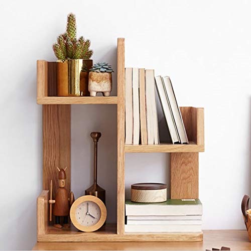 GELTDN Solid Wood Bookshelf Nordic Simple Storage Shelf Desk Bookcase,Simple Small Bookshelf with Wooden Desktop
