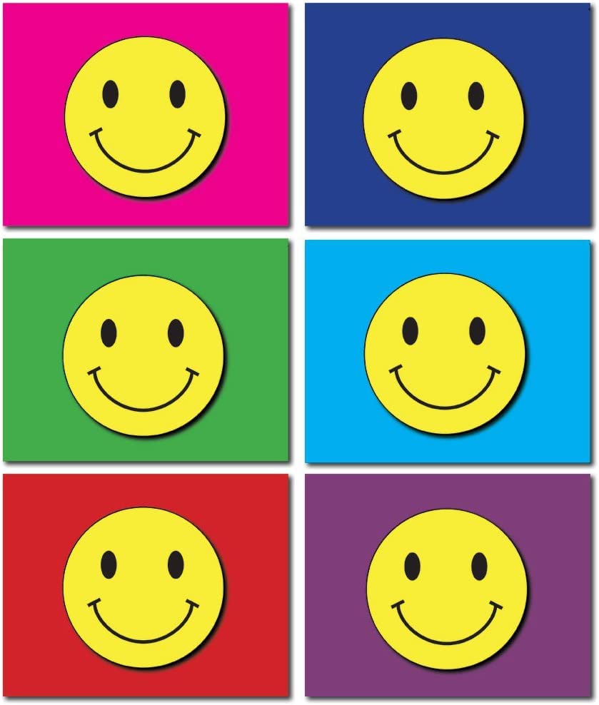 Small World Greetings Bright Colorful Happy Cards 12 Count- Blank Inside - 5.5" x 4.25" - Thinking of You, Encouragement, Thank You, Birthday and More for Students, Employees, Kids, Friends or Family