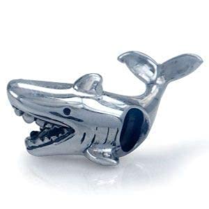 BOLENVI Great White Shark 925 Sterling Silver Charm Bead For Pandora & Similar Charm Bracelets or Necklaces