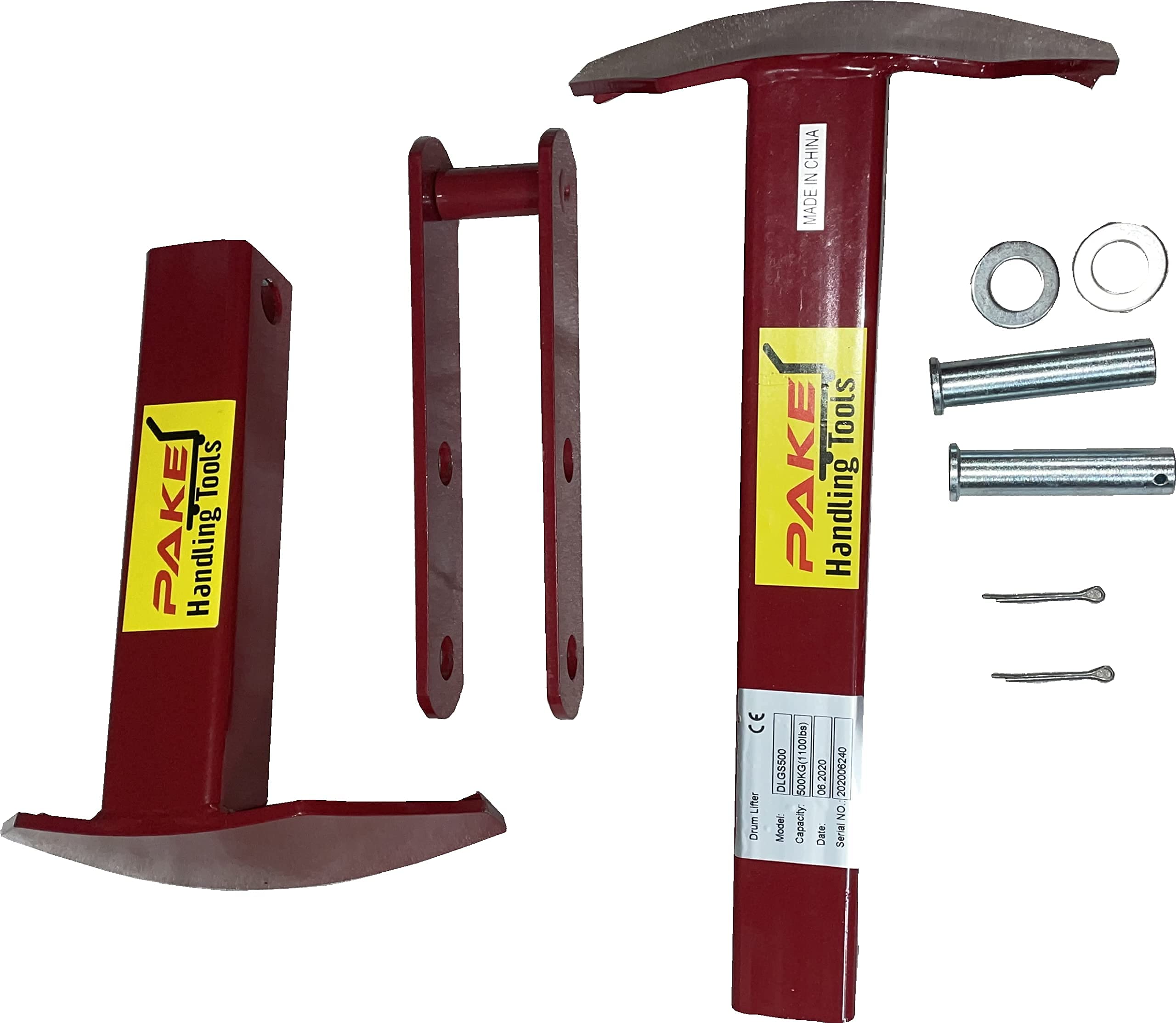 Pake Handling Tools Steel Drum Lifter - Secure Reliable Heavy Duty 1100 lbs Working Load Limit (WLL)