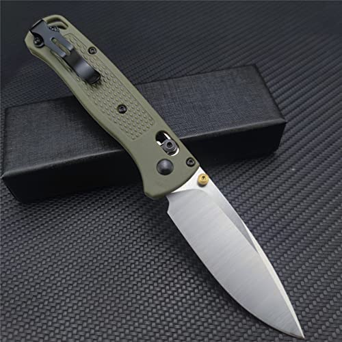 EDC Folding Pocket Knife For Men, Satin Plain Edge Drop Point Blade , Green Grivory Fiberglass Super Lightweight Handle Axis Lock With Belt Clip, Everyday Carry Thumb Studs Manual Open (Green Handle Satin Blade)