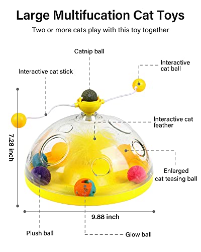 HOPET Interactive Cat Toy for Indoor Cats, Catnip Balls Roller Tracks Exercise Balls Teaser, Kitten Feeder Stimulation Toys Gifts for Pets Cats Lover Women Men