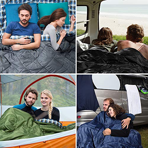 Bessport Double Sleeping Bag, 2 Person Sleeping Bags for Adults Backpacking, Lightweight and Water Repellent for 6 Season Camping, Hiking and Outdoor