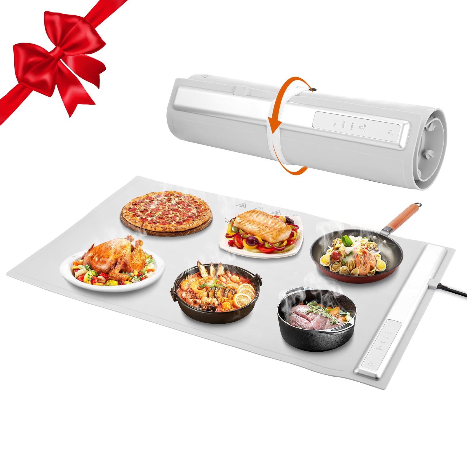 Food Warming Mat,Roll Up Portable Electric Warming Tray for Food,with 3 Temperature Settings,Silicone Heating Mat for Food,Food Warmer for Buffet Party, Sabbath, Gatherings, Daily Use