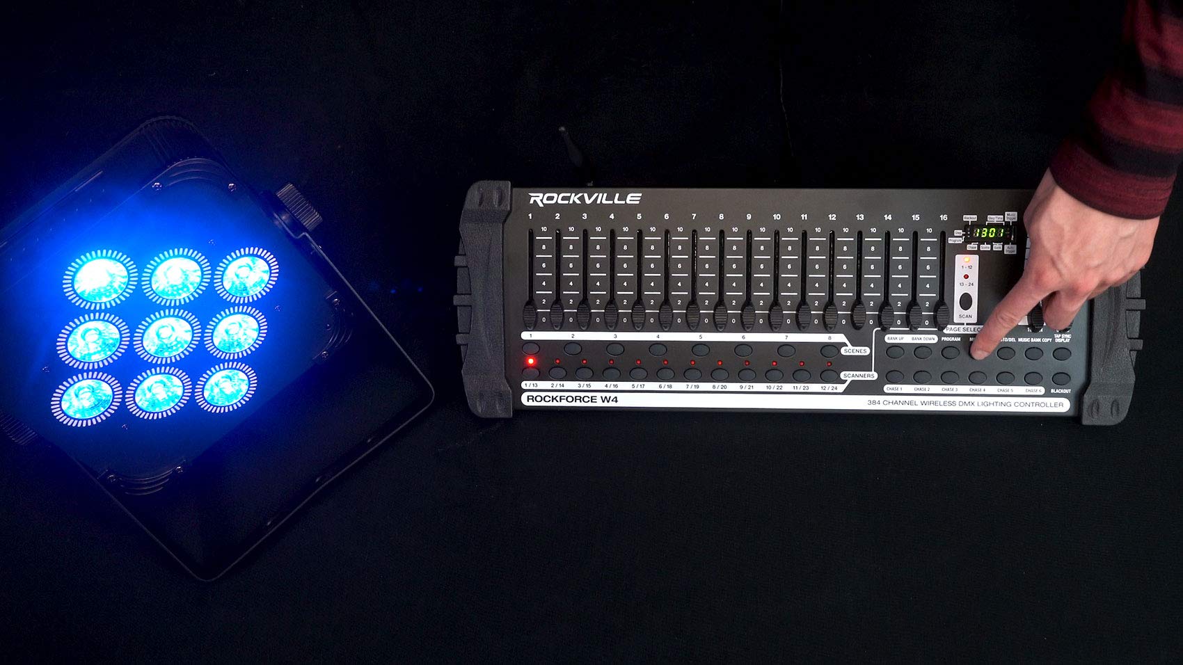 Rockville ROCKFORCE W4 384 Channel Wireless DMX Light Controller+MIDI