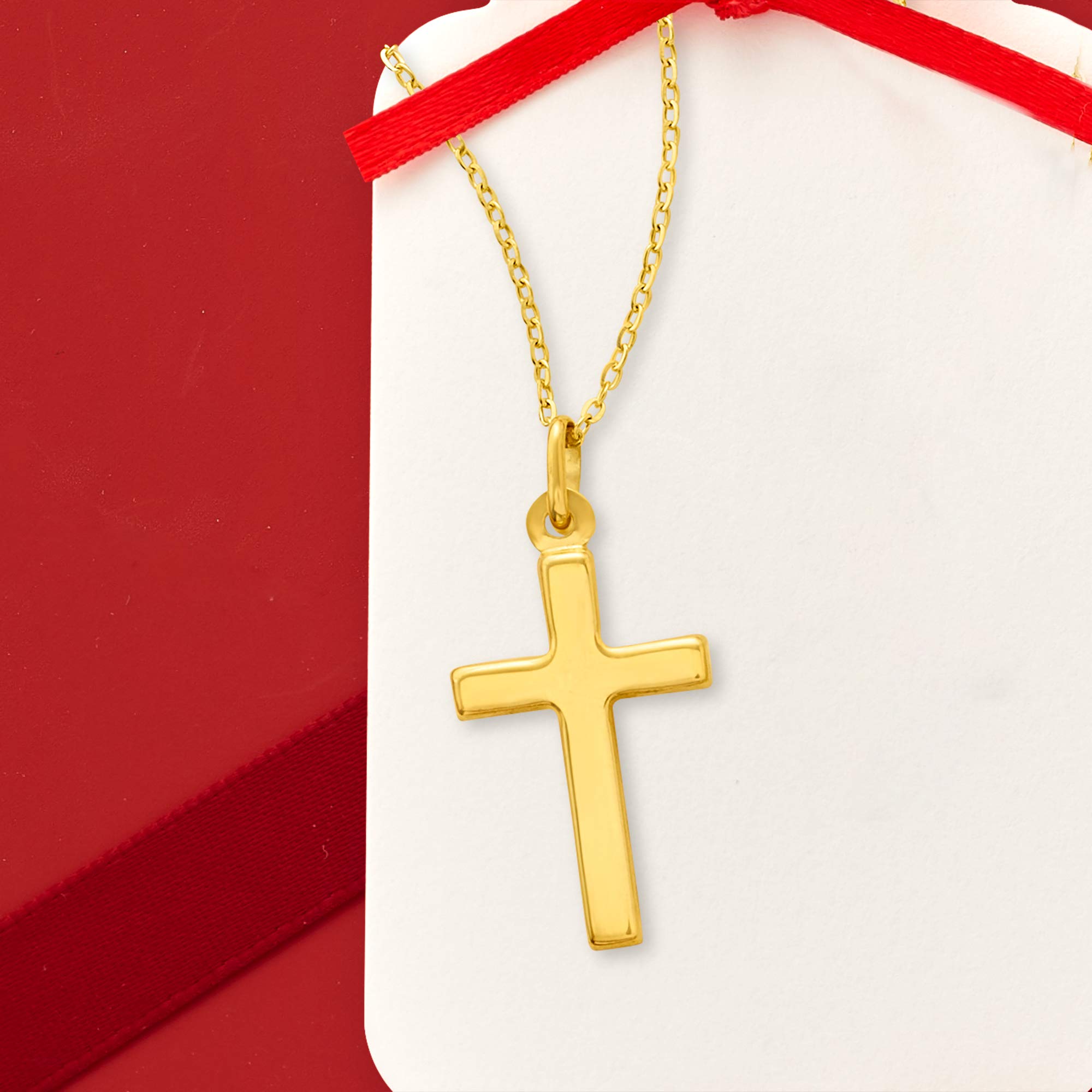 Ross-Simons Italian 18kt Yellow Gold Cross Pendant Necklace. 18 inches