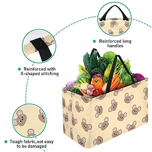 Funny Animal Print Large Capacity Laundry Organizer Tote Bag - Reusable and Foldable Oxford Cloth Shopping Bags