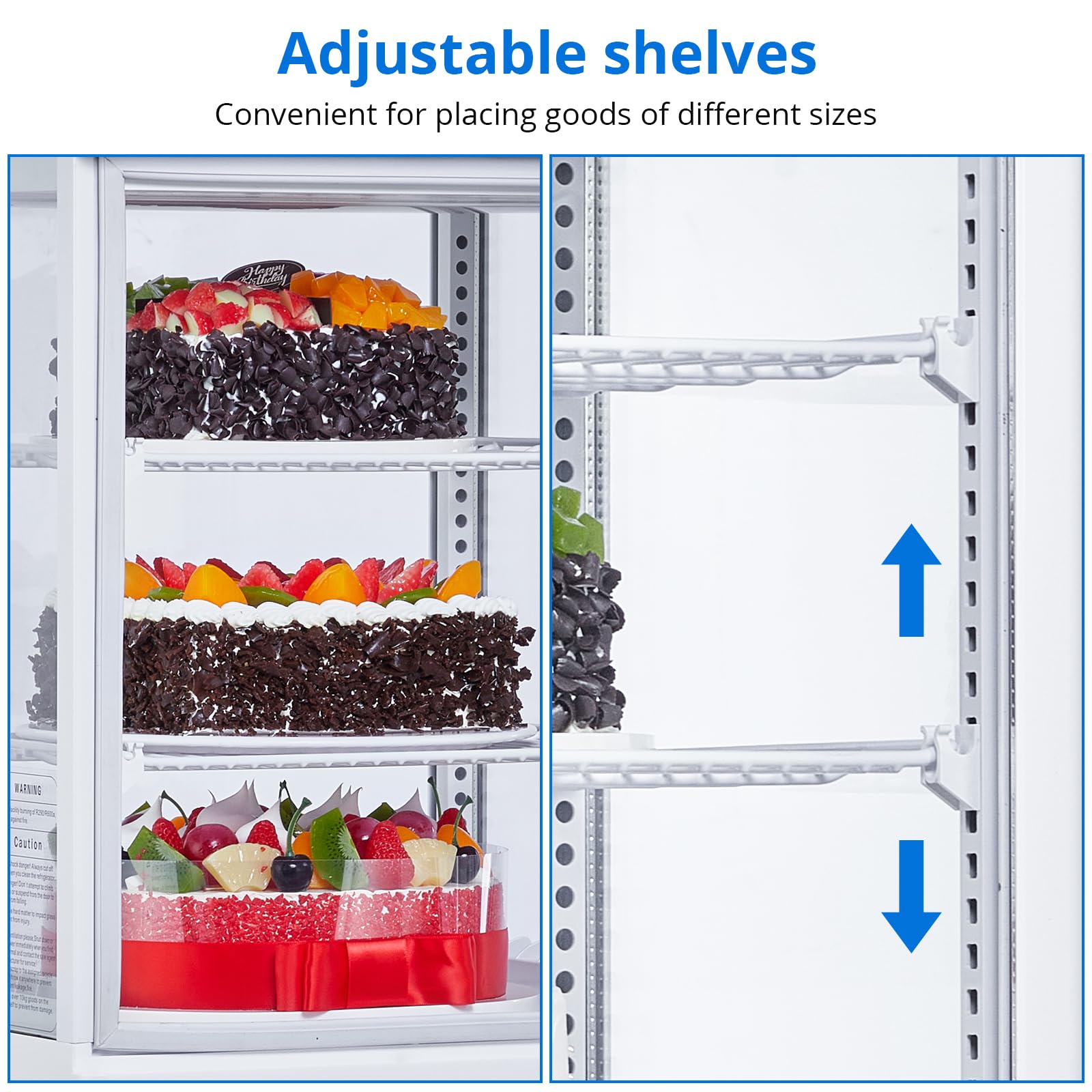 EastVita Display Commercial Refrigerator Case,2.1 Cu.Ft Display Fridge Single-Door Pastry Display Case With Interior Led Lighting, Double-Layered Glass Bakery Display Refrigerator 白色
