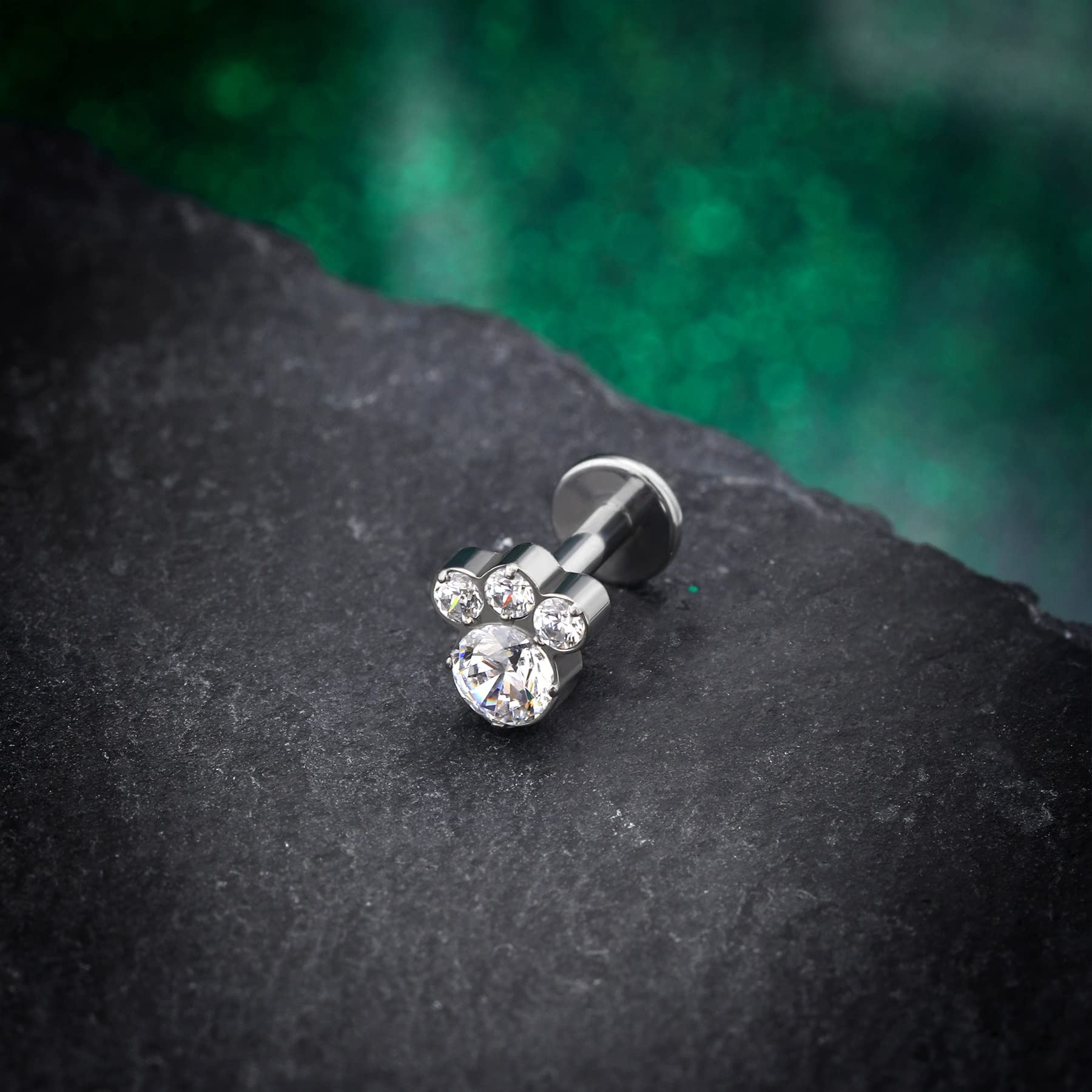 COCHARM G23 Titanium Tragus Earring Stud 16g Flat Back Threaded Helix Piercing 16 Gauge Internally Threaded Tragus Stud Cute Cz Surgical Steel 6mm Helix Earrings