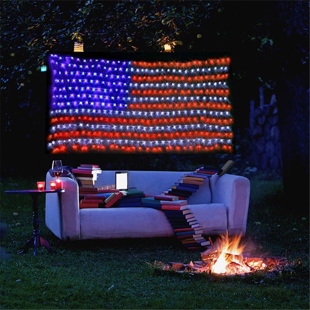 Twinkle Star American Flag Patriotic Lights (Super Larger & Safer), Outdoor Lighted USA Light String Waterproof Hanging Ornaments for Independence Day, July 4th, National Memorial Day
