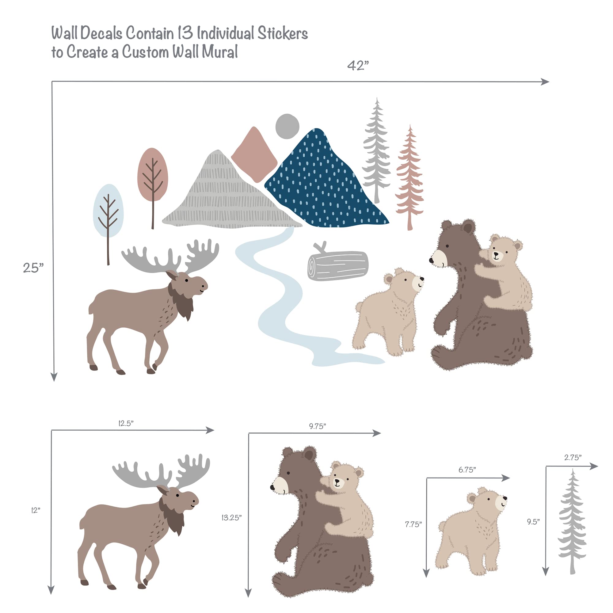 Lambs & Ivy Big Sky Blue/Brown Woodland Animals 4-Piece Baby Crib Bedding Set