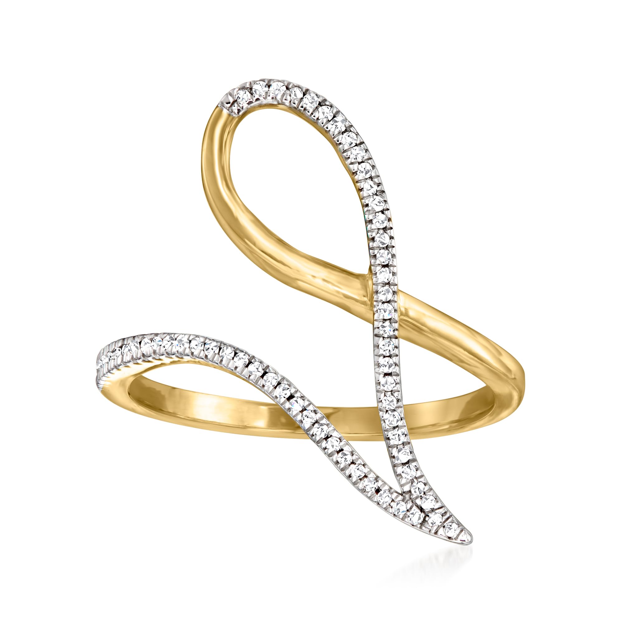 Canaria Diamond-Accented Geometric Loop Ring in 10kt Yellow Gold. Size 7