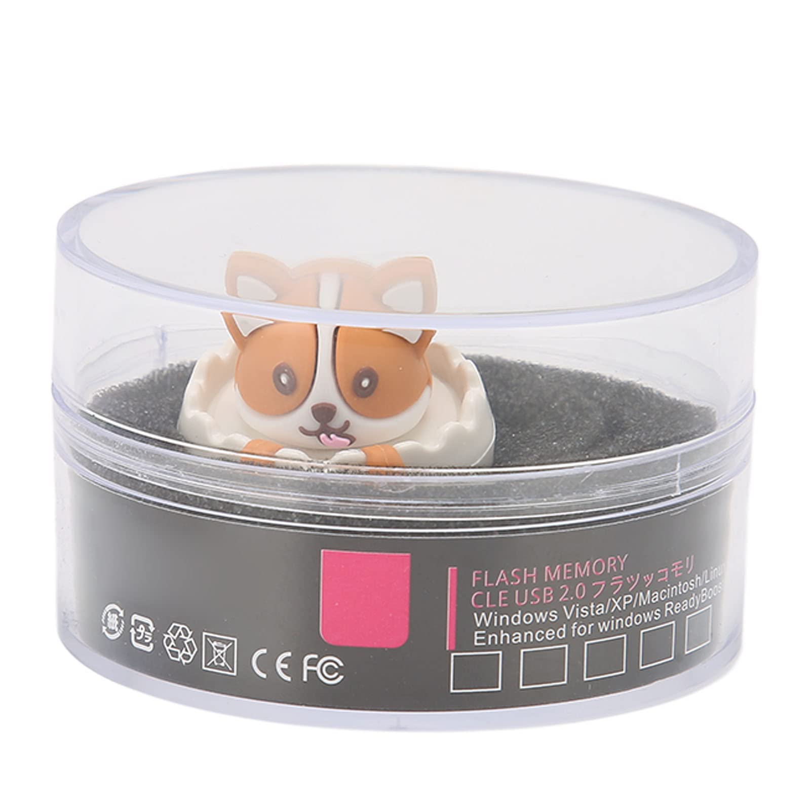 Cartoon Memory Stick, Cute Dog U Disk USB Interface AntiElectromagnetic Interference for Little Corgi + Ring Buckle 64GB