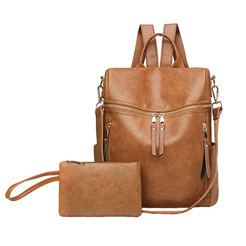 CQCYD Leather Backpack Purse Shoulder Bag for Women Leather Medium Size Tassel Backpack Fashion Handbags and Travel Bags