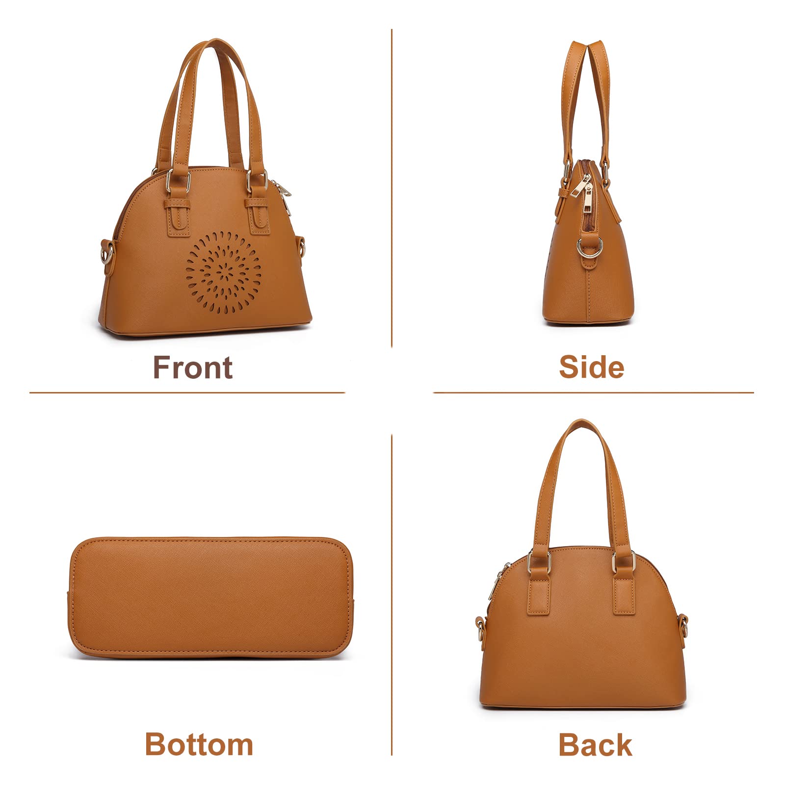 Crossbody Purses for Women PU Leather Shoulder Purse Dome Purses for Women Top Handle Satchel Bag Small Handbags Brown