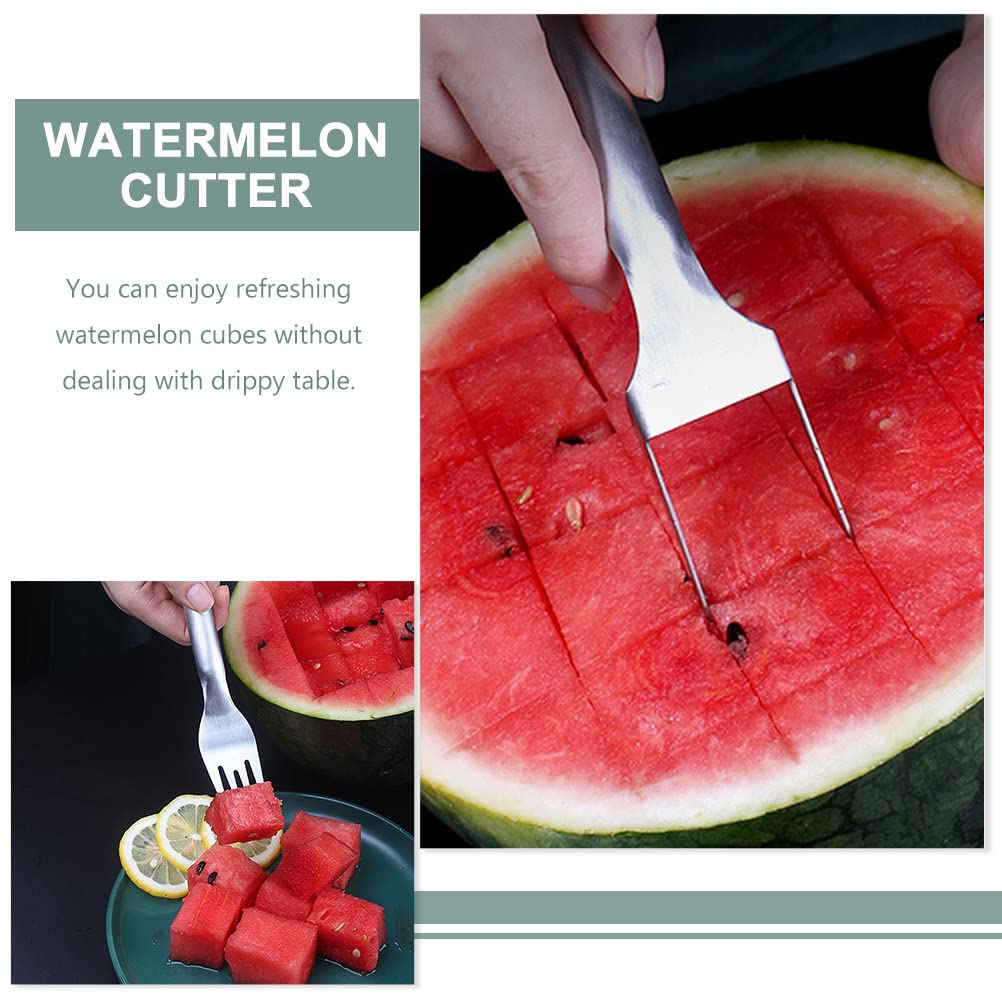 IMIKEYA 2PCS Watermelon Slicer Cutter:2-in-1 Watermelon Slicer Stainless Steel Watermelon Cutter Slicer Fruit Forks Slicer Knife for Kitchen Gadget