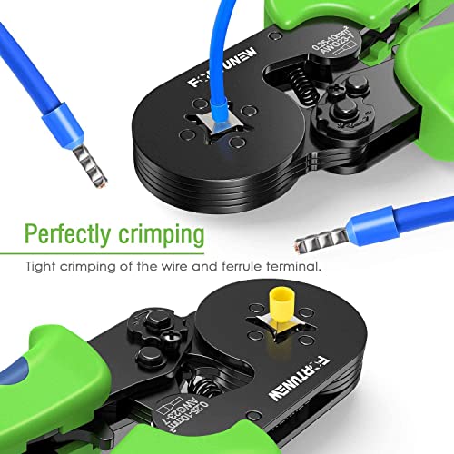Ferrule Crimping Tool - FORTUNEW® Self-adjustable Wire Crimping Tool Kit AWG 23-7(0.25-10 mm²) with 1200 terminals crimping tool set