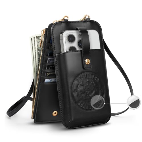 Crossbody Wallet Bag for Women RFID Blocking Wallet Purses with Airtag Credit Card Holder Leather Cell Phone Bag Wallet Purses Adjustable Strap