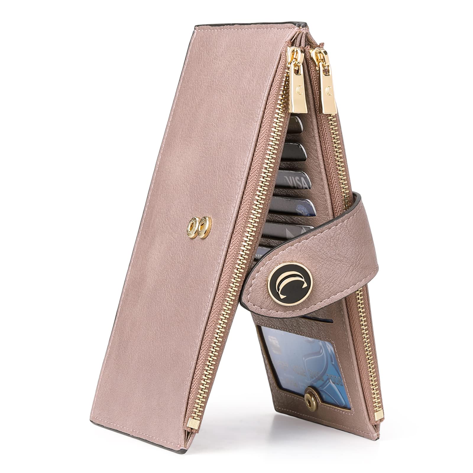 CLUCI Women's Wallet Leather Bifold Multi Credit Card Holder Zipper Pocket Ladies Purses