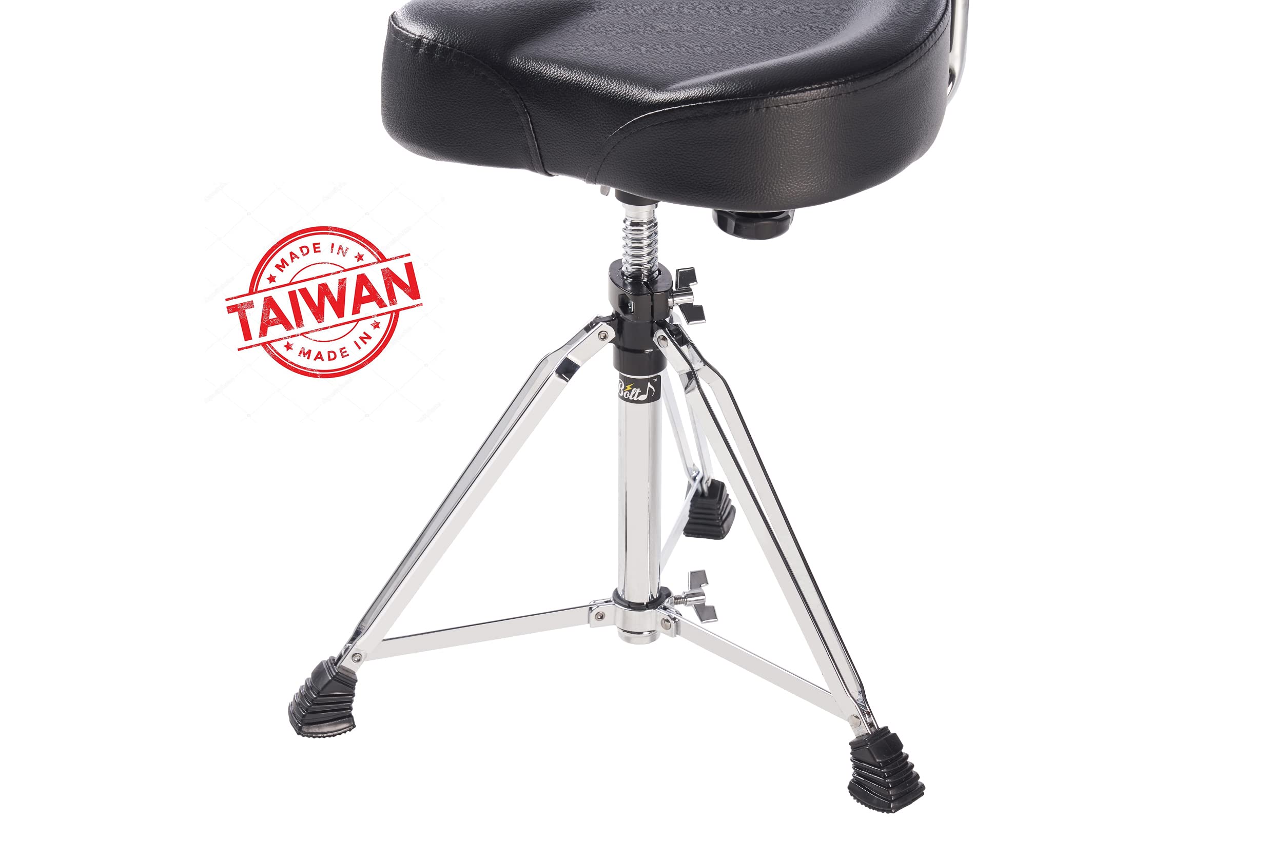 Boltd Drum Throne Made in Taiwan Adjustable Motorcycle Style with Large Backrest Seat Comfortable Drum Set Percussion Stool