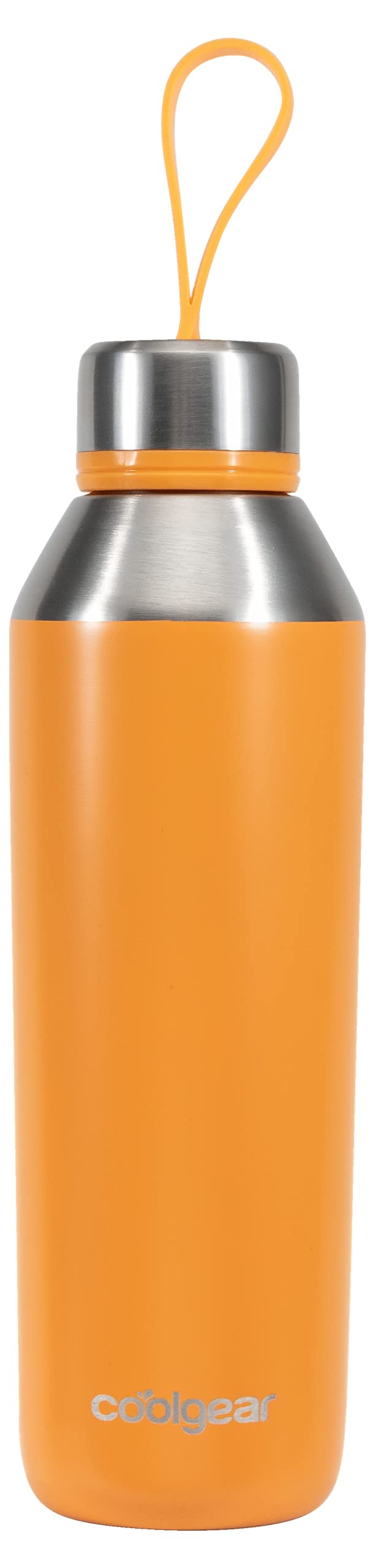 Cool Gear Stainless Steel Double Walled Vacuum Insulated Tyler Water Bottle, with Threaded Loop Lid, 17 Ounce (2 Pack) - Blue/Orange