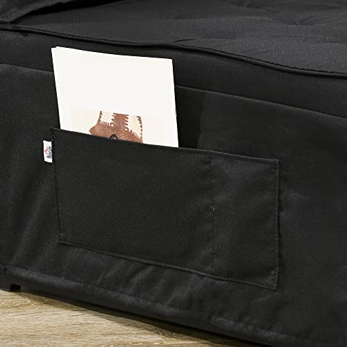 HOMCOM Ottoman Sofa Bed, 4 in 1 Multi-Function Button Tufted Folding Sleeper Chair Bed with Adjustable Backrest, Pillow, Side Pocket for Home Office, Bedroom, Living Room, Black